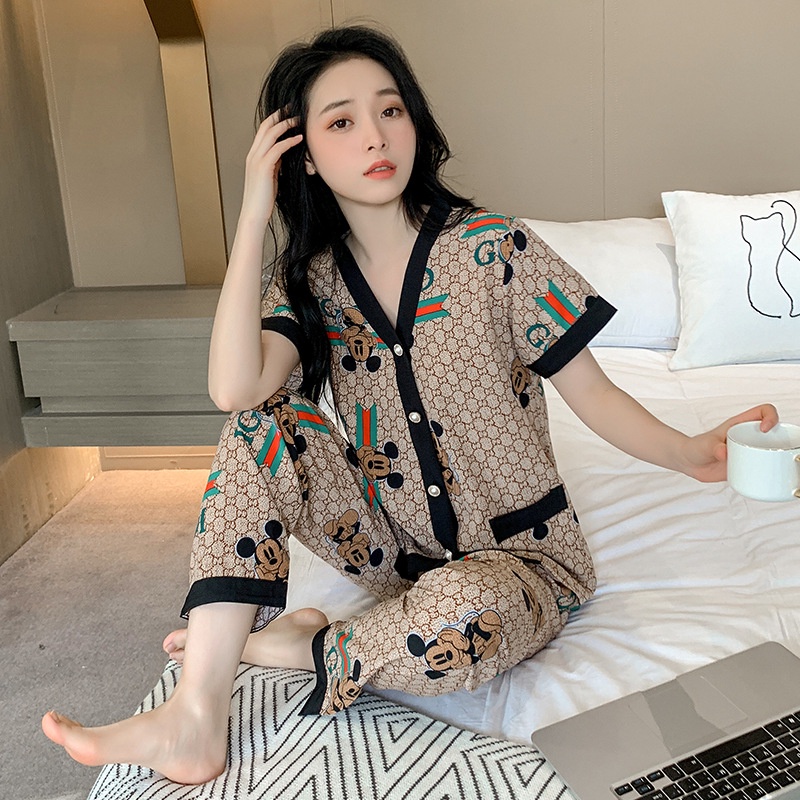 #CAND Women Cute Printed Walcotta Silk Sleepwear Terno Pajama Set ...