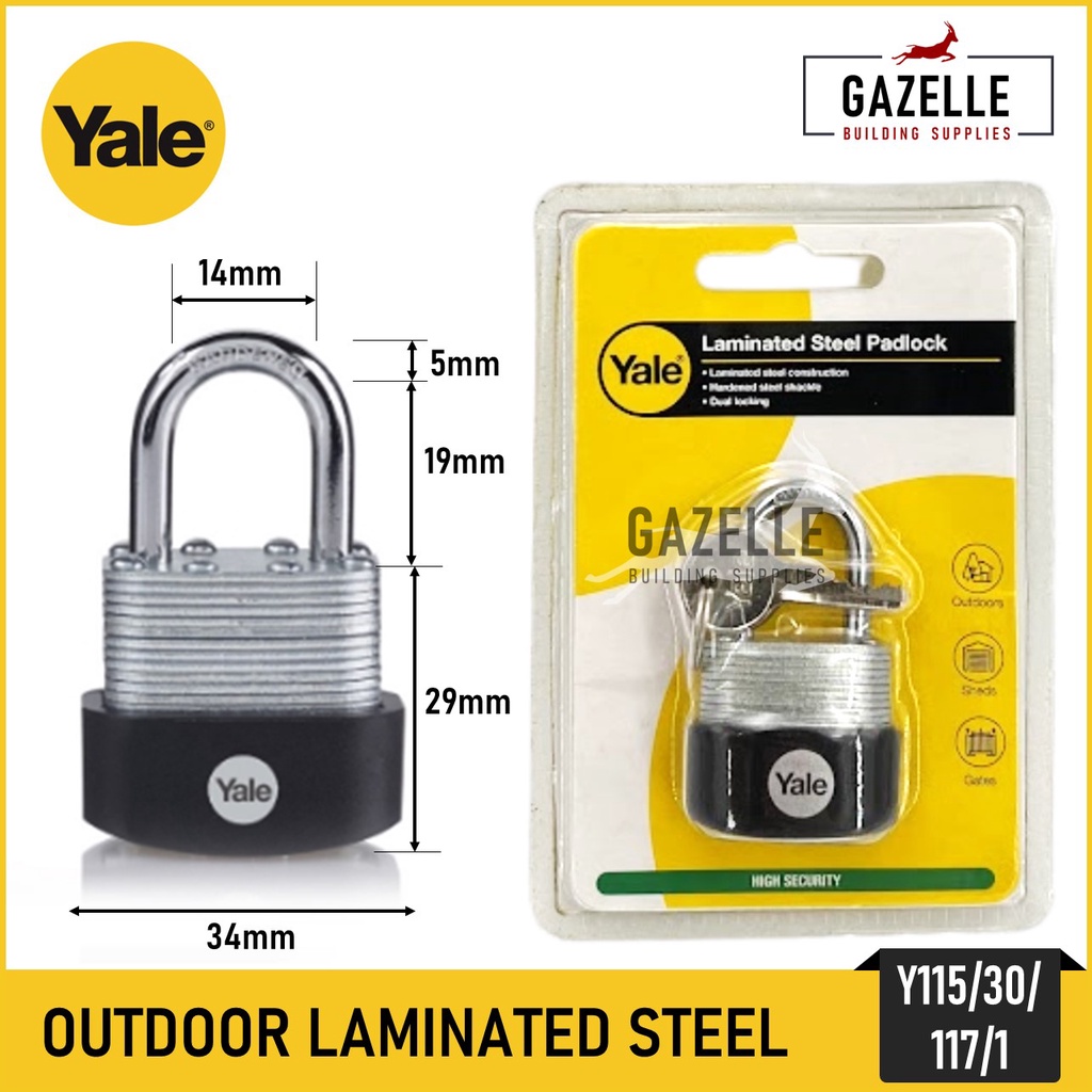 Yale Outdoor Laminated Steel Padlock - 30mm (Keyed Alike Also Available ...
