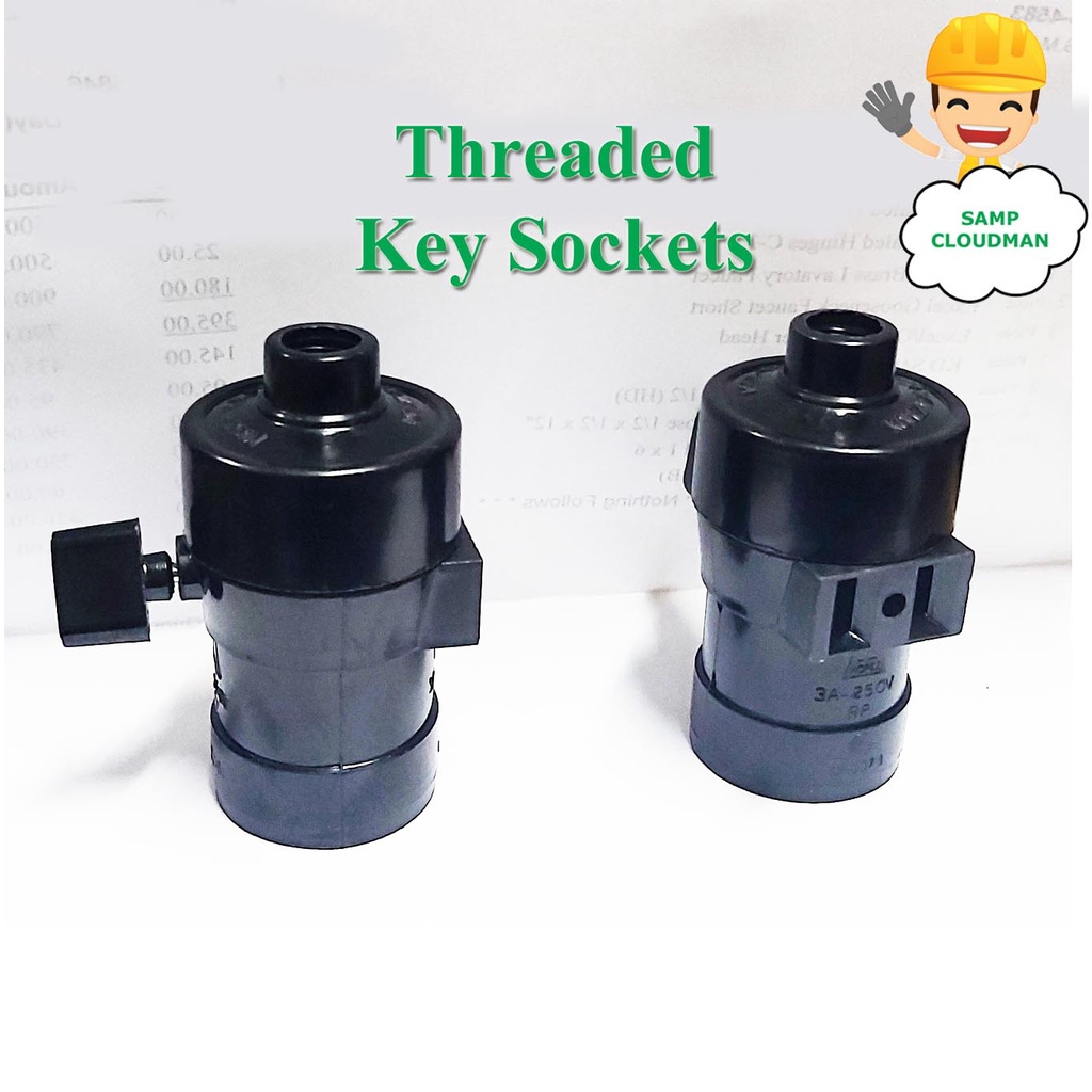 Kopez Key Socket E27 with Switch and Outlet Threaded 2A 250V Receptacle ...