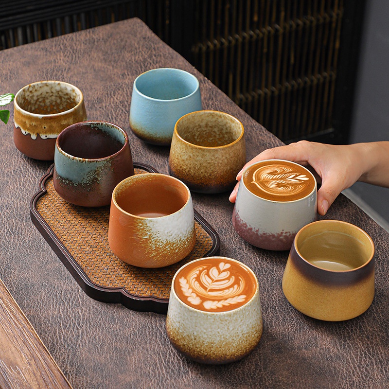 spot goods Ceramic Coffee Cup Handmade Coarse Pottery Latte Art Cup ...