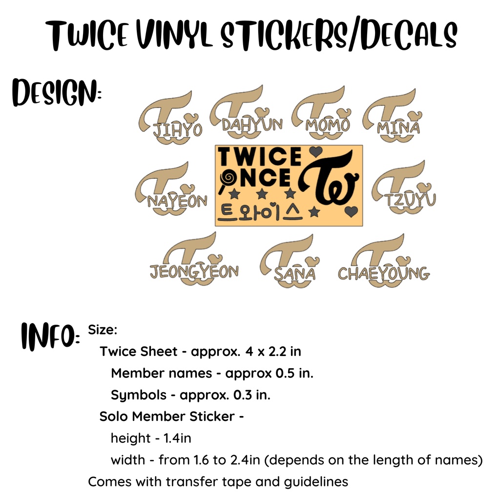 Twice Vinyl Stickers Decals KPOP Once Jihyo Momo Dahyun Sana Mina ...