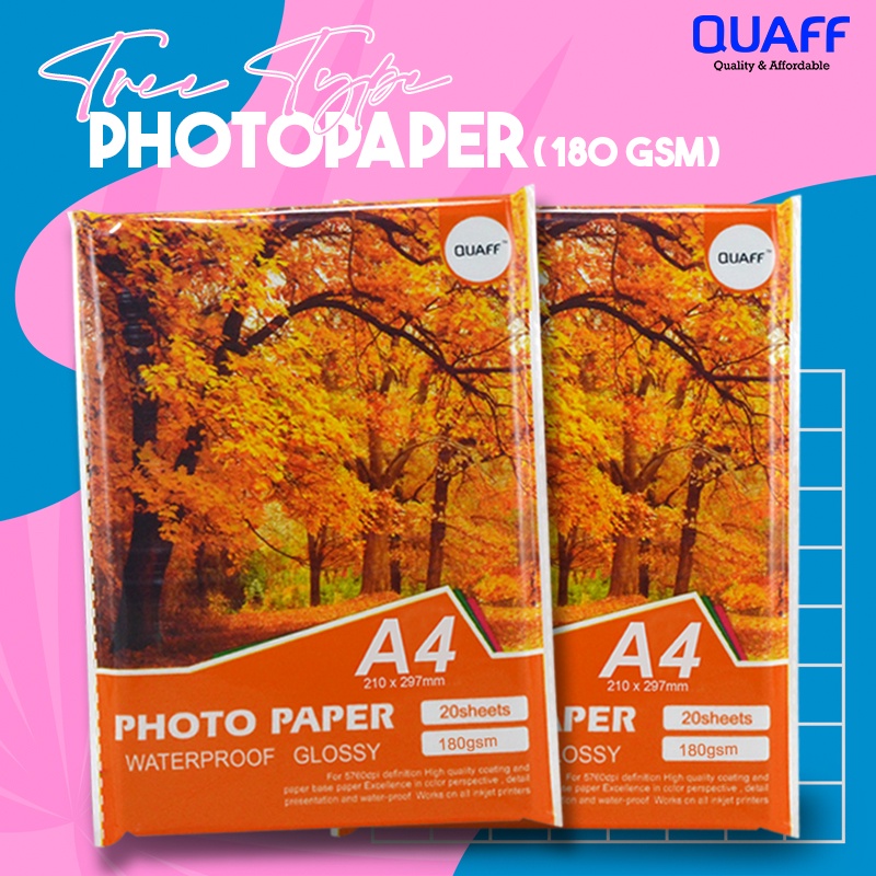 QUAFF Tree Type No Backprint Inkjet Photo Paper Glossy 180gsm A4 Size ...