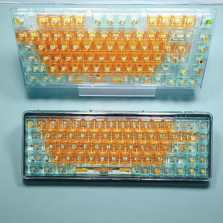 Fresh orange ice crystal transparent keycap PC material 132 key small ...