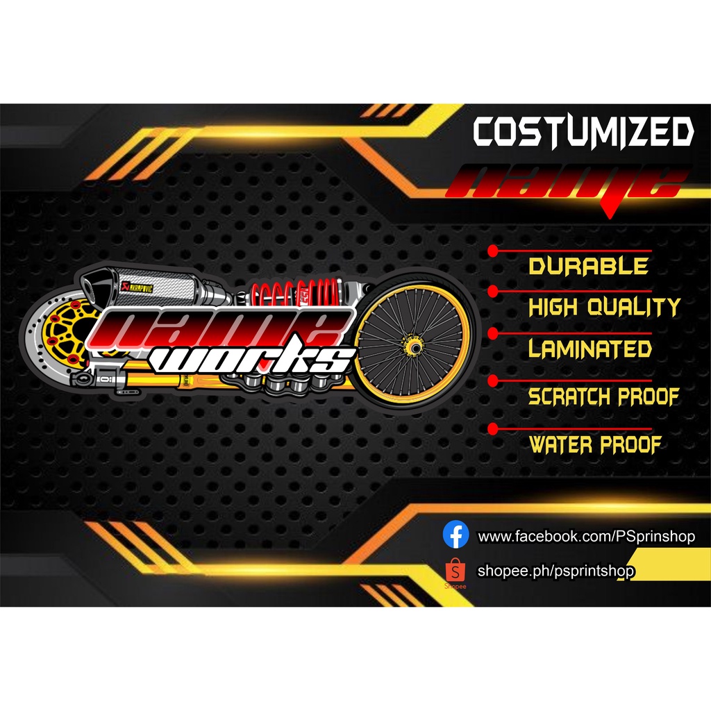 Customized Name Sticker, Printed Thai design preferred for motoVlogger ...