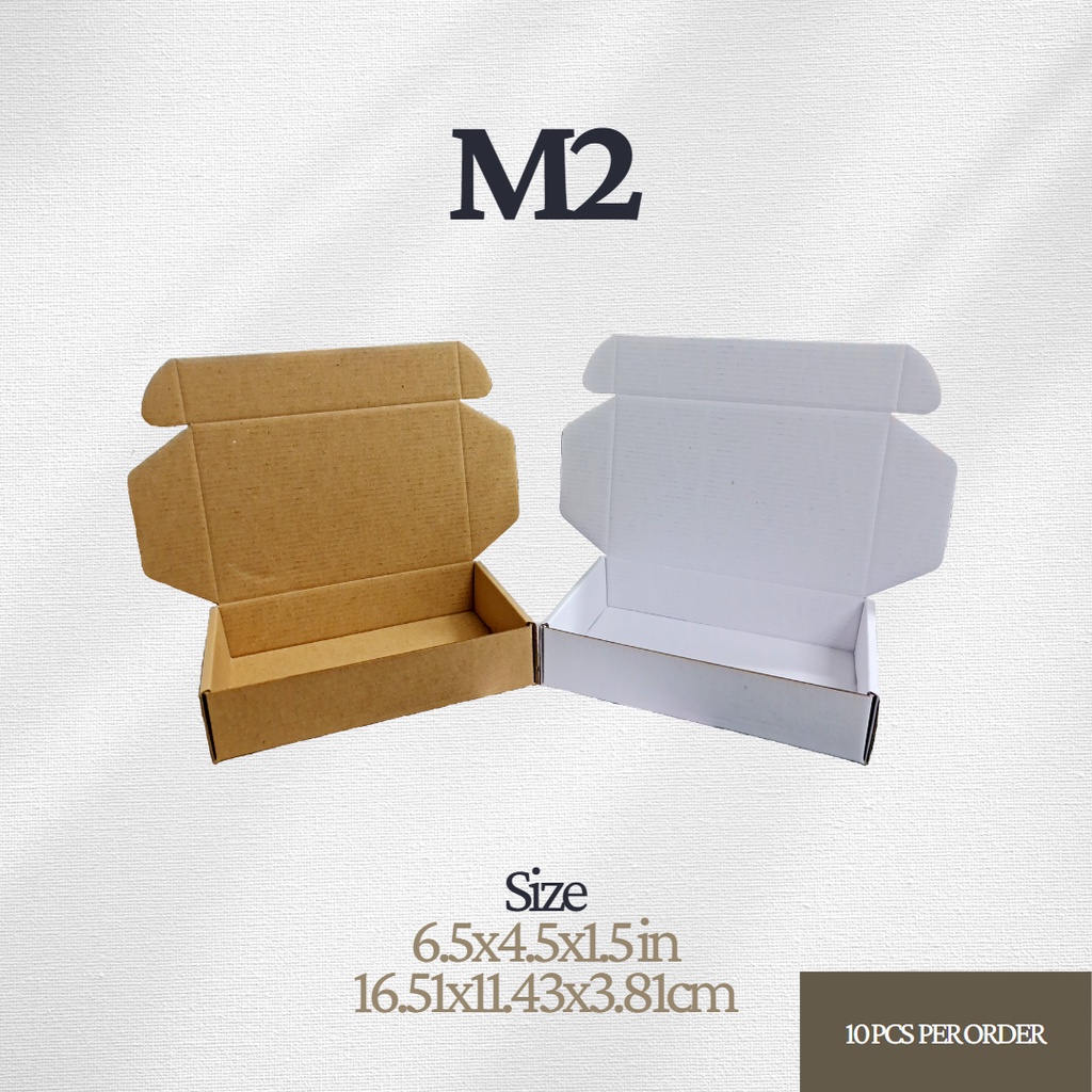 M2 6.5x4.5x1.5inches/Mailer Box/Brown&White/10pcs per pack | Shopee ...