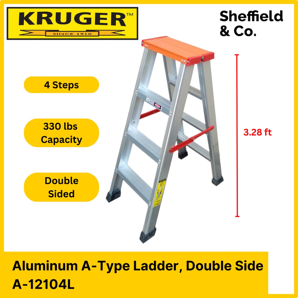 Kruger A-Type Aluminum Ladder, A-12104L (2x4 Steps) | Shopee Philippines
