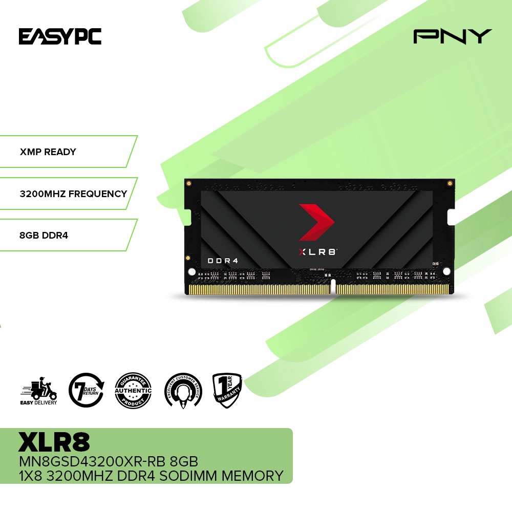 PNY XLR8 MN8GSD43200XR-RB 8gb/16gb 1x8/1x16 3200mhz Ddr4 Sodimm Laptop ...