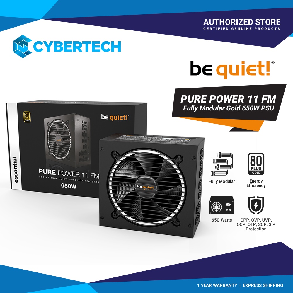 Be Quiet! Pure Power 11 FM 650W 80 Plus Gold Efficiency ATX (BN671 ...