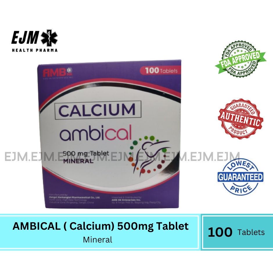 Ambical 500mg tablets( Calcium Carbonate) 100 tablets/ box - SUPPLEMENT ...