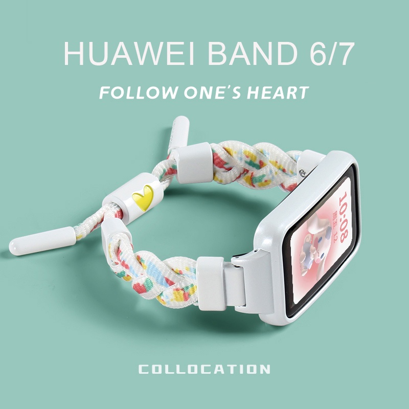 New Ins Braided Nylon Strap and Case for Huawei Band 7 6 Smart Watch ...