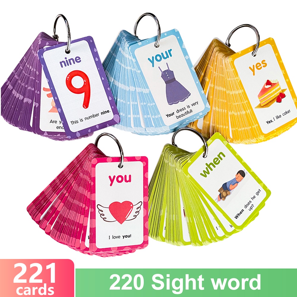 220 Sight Words English Learning Card for Children High Frequency Words ...