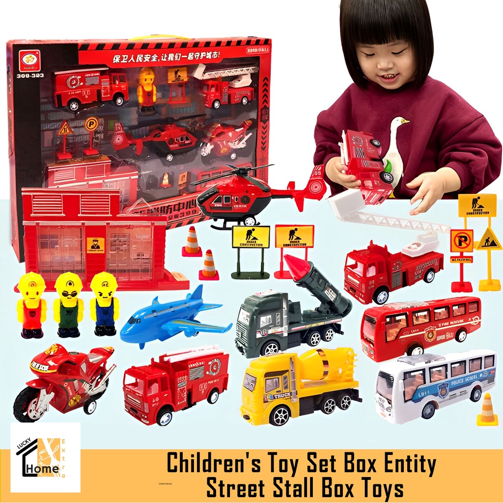 Lucky Children's Toy Set Box Entity Street Stall Box Toys Fire Truck ...