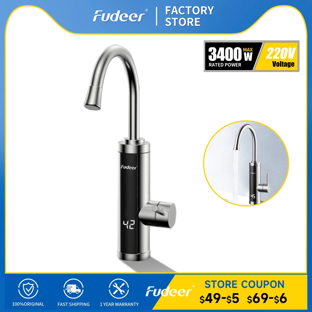 Fudeer Instant Electric Kitchen Water Tap Tankless Water Heater Deck ...