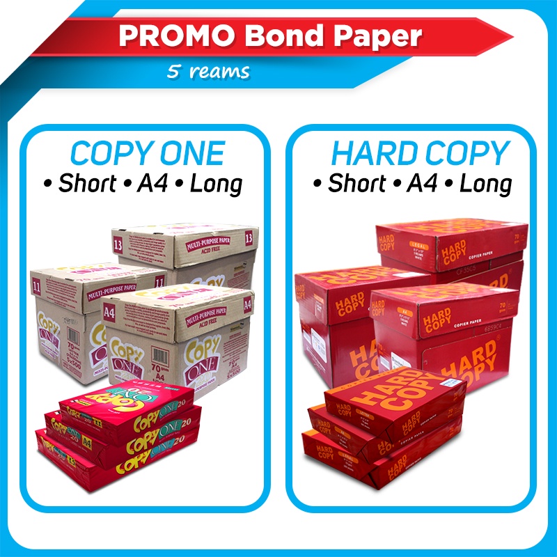 [Promo Package] 5Reams Bond Paper 70GSM Subs 20 COPY ONE (A4 // Short ...