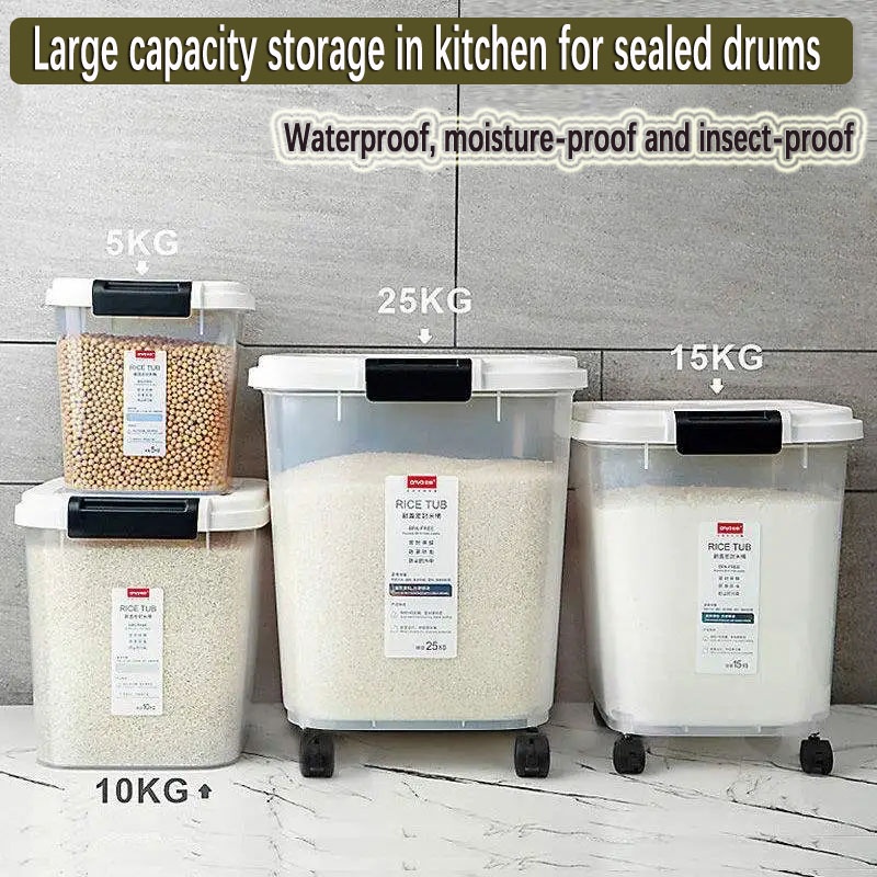 Kitchen transparent rice bucket large capacity 25/15/10kg rice storage ...