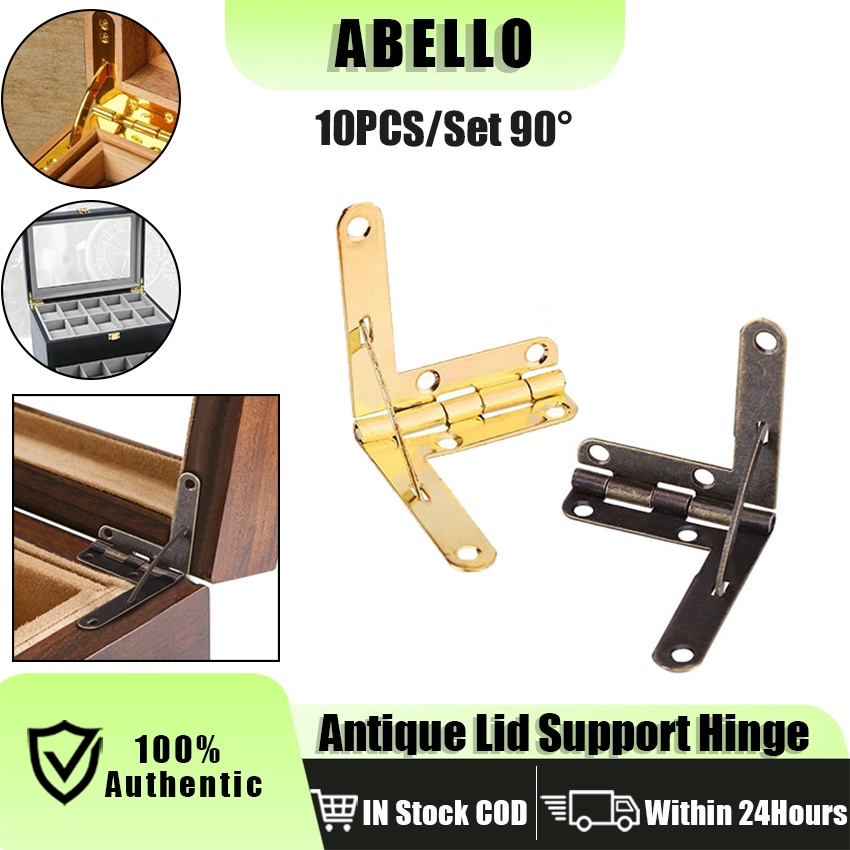 10Pcs Foldable Vintage Lid Supports Hinge with Spring 90° Angle Box ...