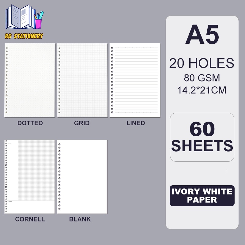 Binder Refill A5/B5/A4 Refill pages/ loose leaf Notebook Binder Refill (60 leaves) W55 | Shopee ...