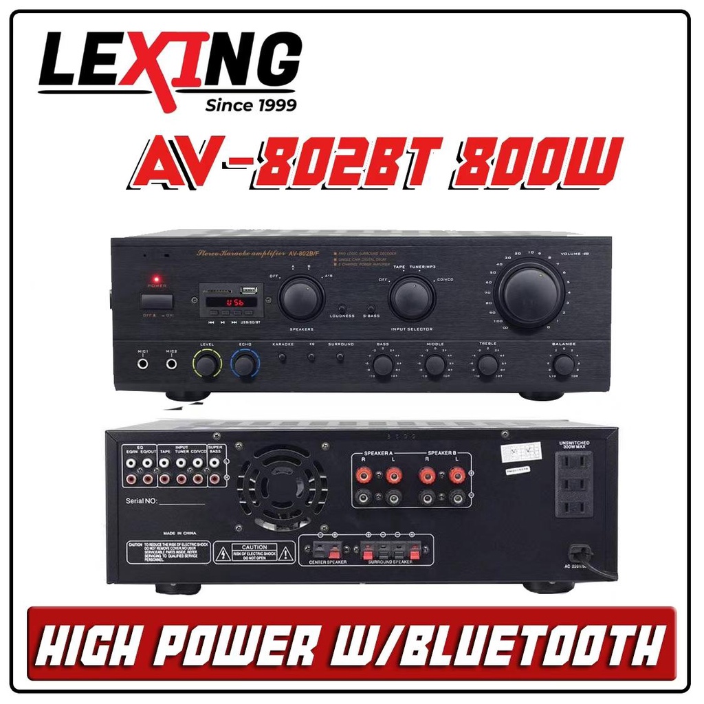 LEXING AMPLIFIER ( 400WX2) WITH BLUETOOTH AND RADIO (2MIC INPUT ...