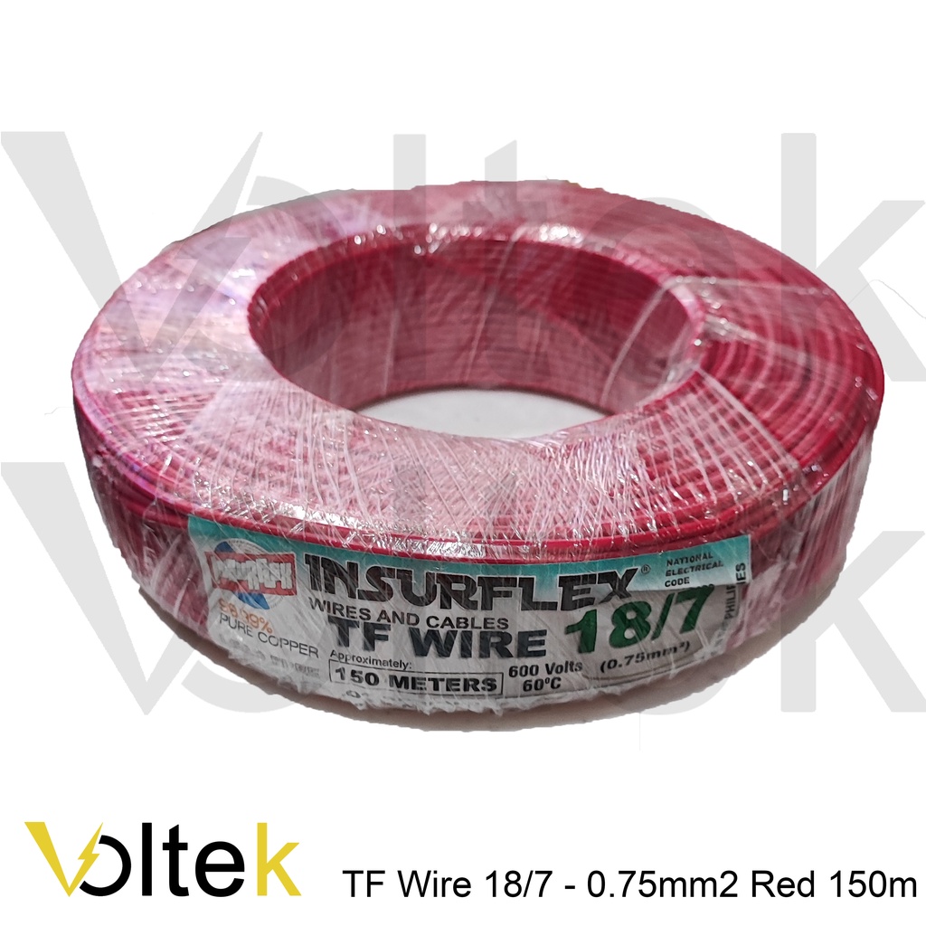TF Wire #18/7 - 0.75mm2 or #16/7 - 1.25mm2 Red or black 150 meters per ...