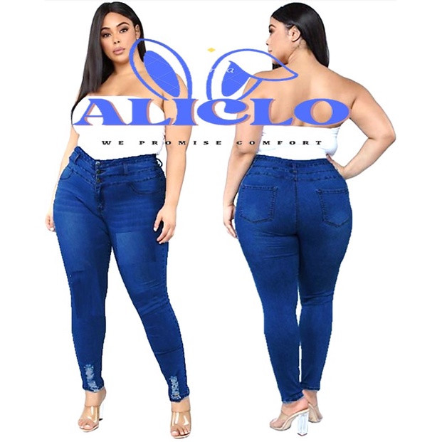 3BUTTON HIGHRISE ANKLE CROP BIG/PLUSSIZE STRECHABLE DENIM MAONG PANTS ...