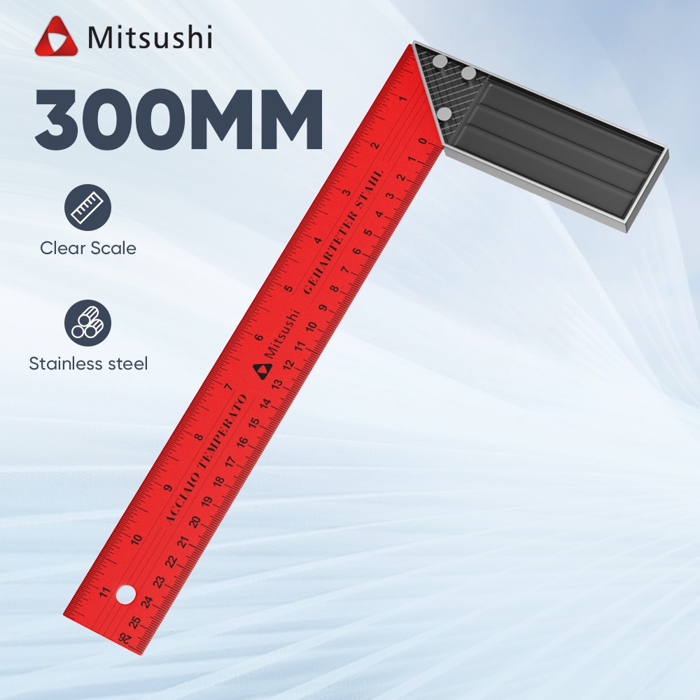 Mitsushi 30cm 12Inches Carpentry Angle Tri Square Ruler/Measuring Tool ...