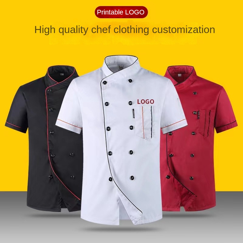 Ready Stock Chef clothing short-sleeved breathable kitchen cooking back ...