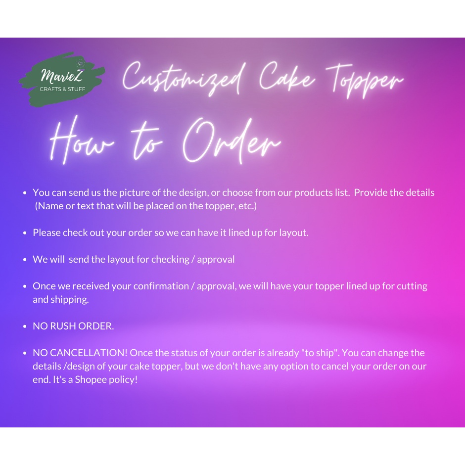 Pre order Customized Cake Topper (Cardstock) | Shopee Philippines