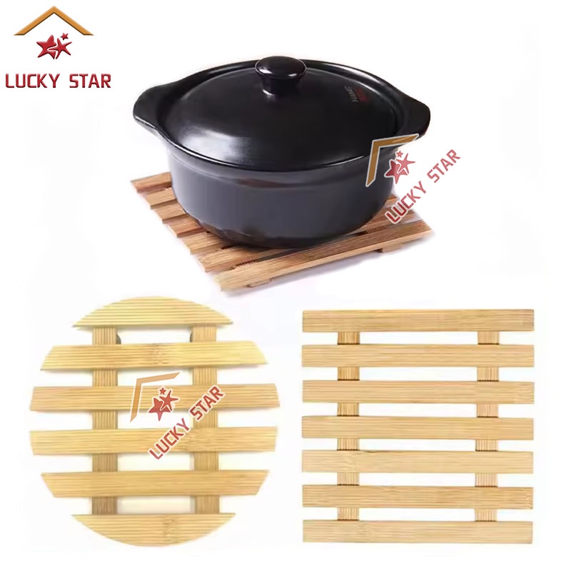 Bamboo Heat pad Kitchen Table Heat Resistant Pad Hot Pan Mat Pot Stand ...