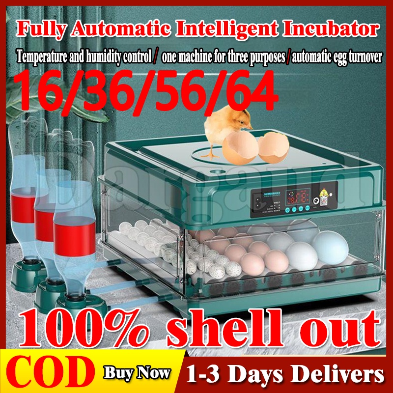 48/56/64 Eggs Fully Automatic Egg Incubator Intelligent Digital Hatcher ...