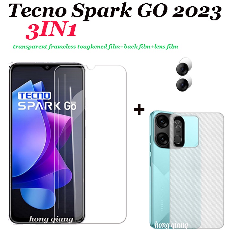 3in1 Tecno Spark GO 2023 Spark go 2022 spark 8C/8T/8/8P/9TBorderless Transparent Screen Tempered ...