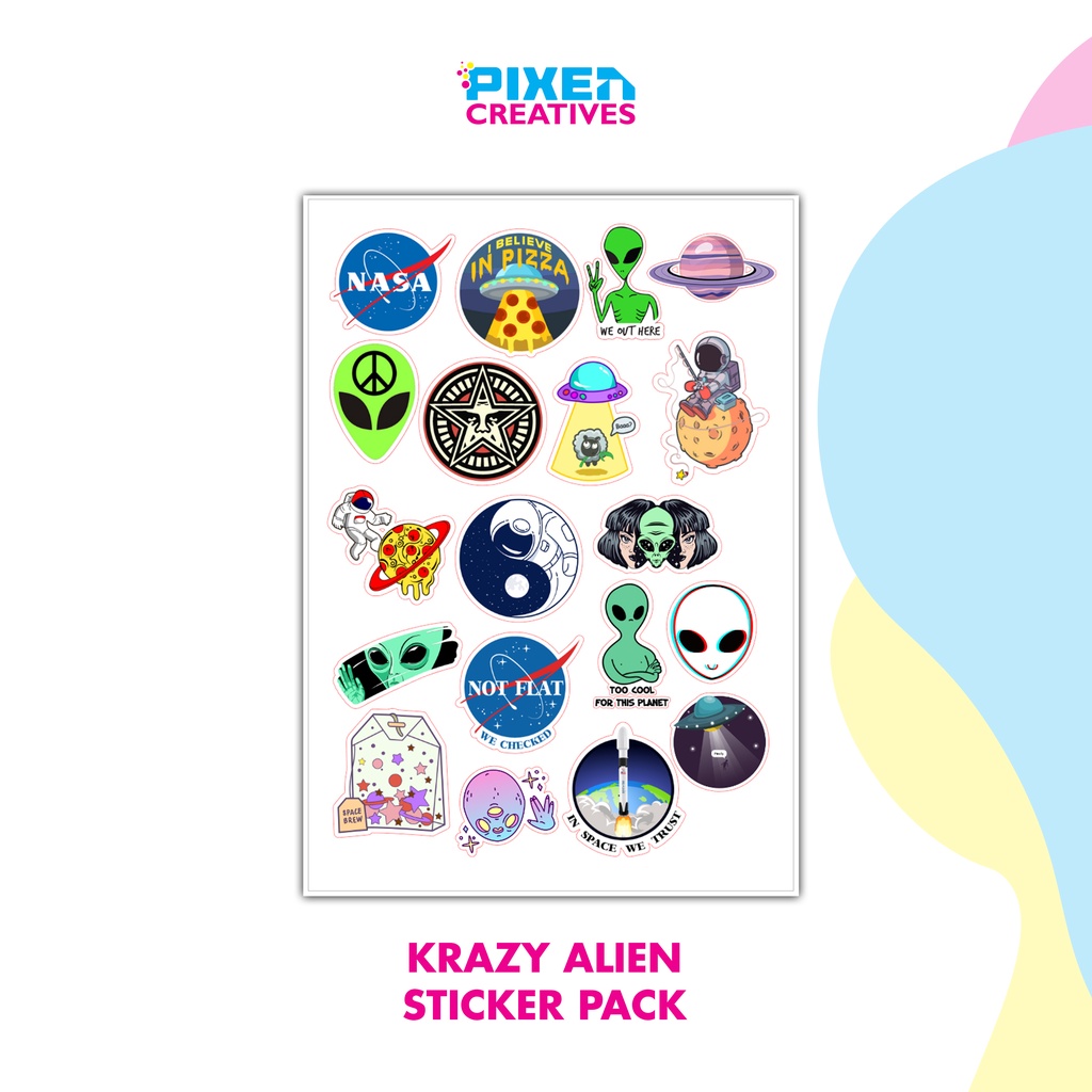 Cute Krazy Alien Sticker Pack Vinyl Laminated | Shopee Philippines