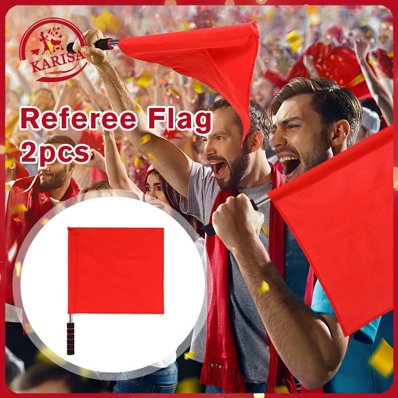 2Pcs Sports Referee Red Flags Match Football Linesman Flags Command Hand Flag for Soccer ...
