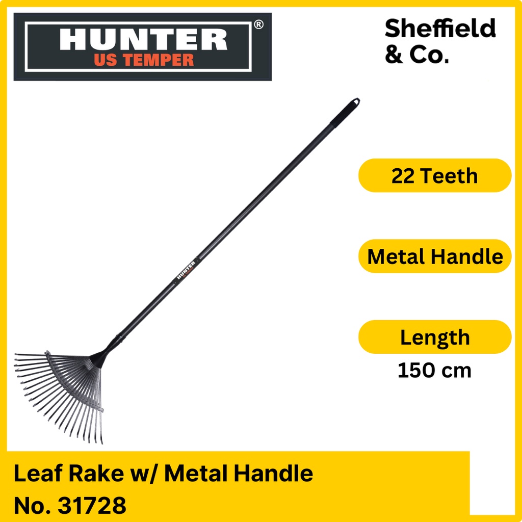 HUNTER Leaf Rake (22 Teeth) with Metal Handle, No. 31728 | Shopee ...