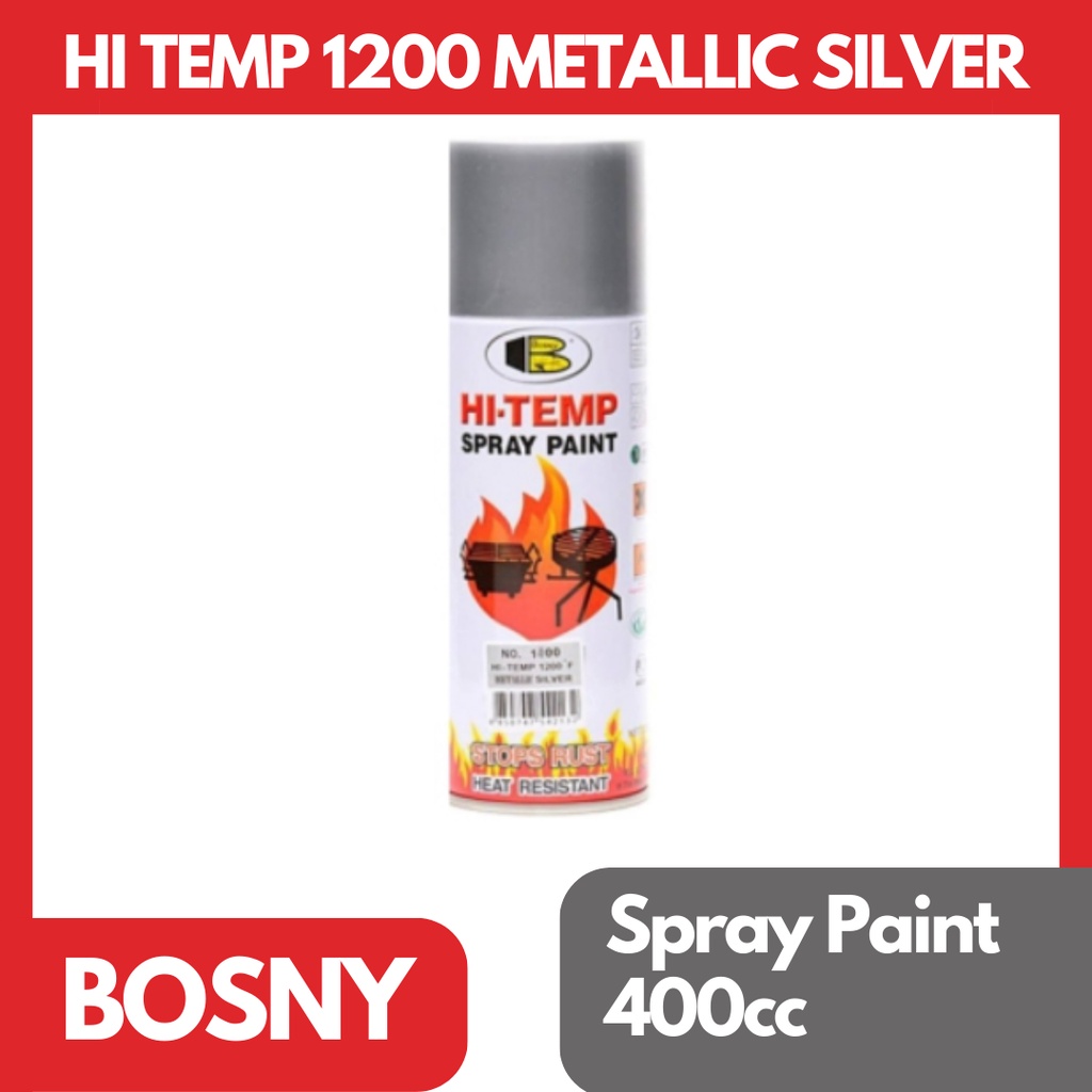 Bosny Hi-Temp Resistant (1200F) Metallic Silver Spray Paint 400cc ...