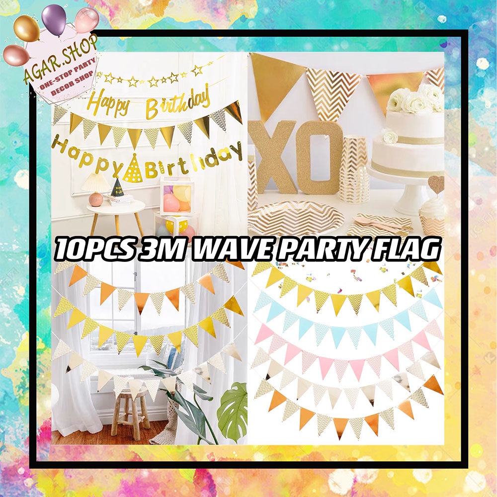 Agar.Shop 3M Wave Party Flag Banner Party Banderitas Birthday ...