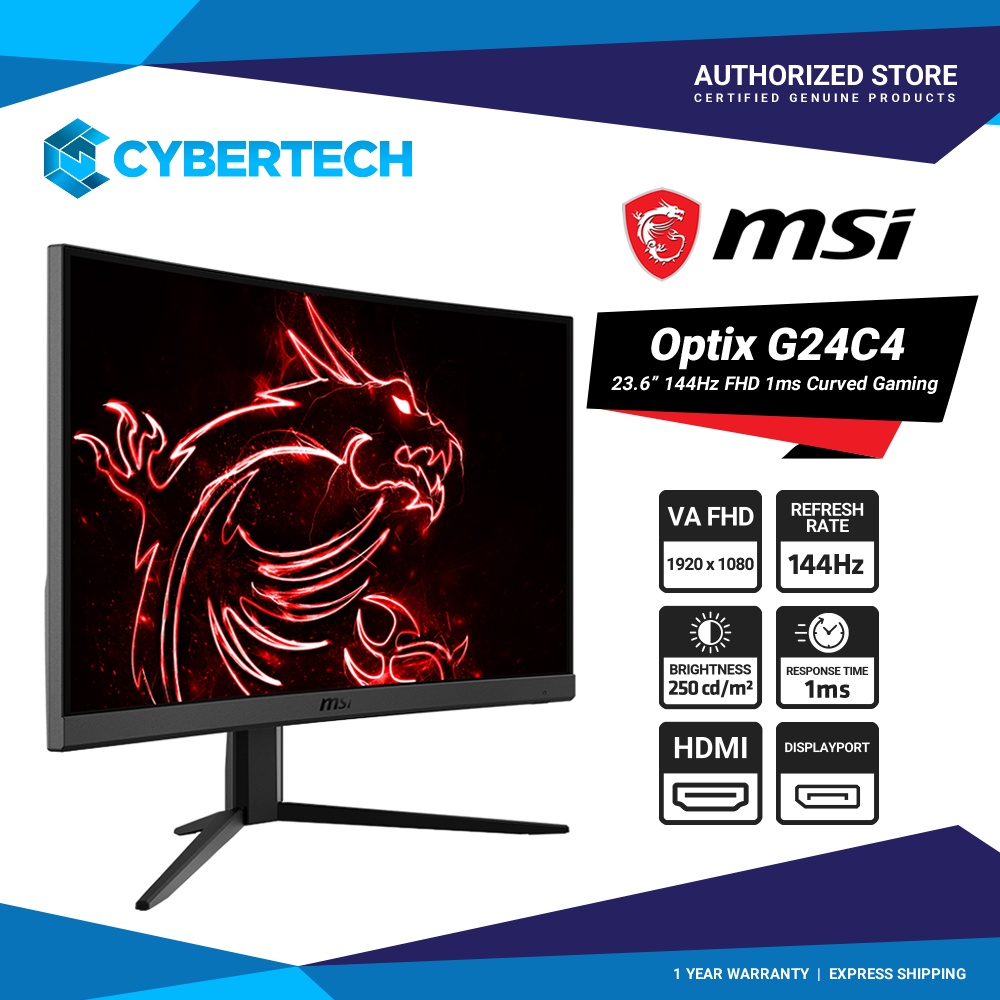 MSI Optix G24C4 23.6" Curved Gaming Monitor 144hz 1080p 1ms | Shopee ...