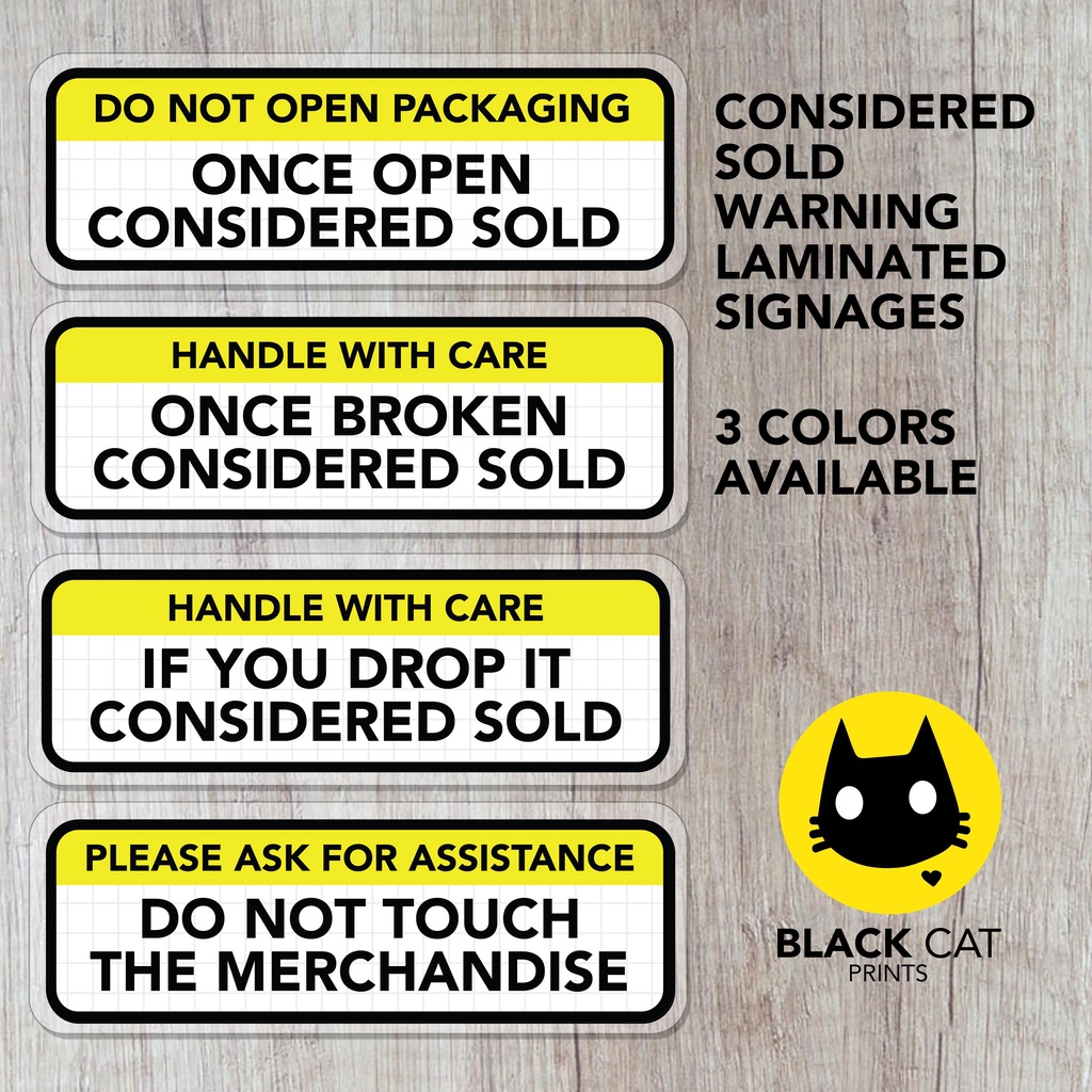 Considered Sold Warning Sign for Customers / Laminated Sign / Sign ...