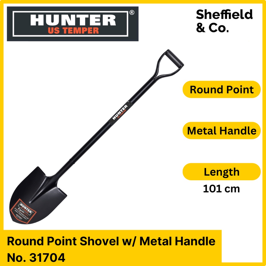 HUNTER Round Point Shovel with Metal Handle, No. 31704 | Shopee Philippines
