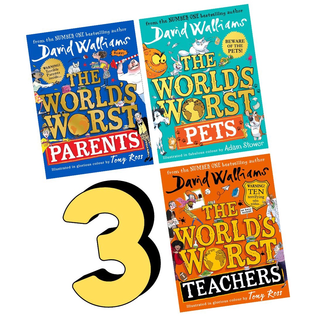 David Walliams -The World's Worst Teachers / Parents / Pets (3 Books ...