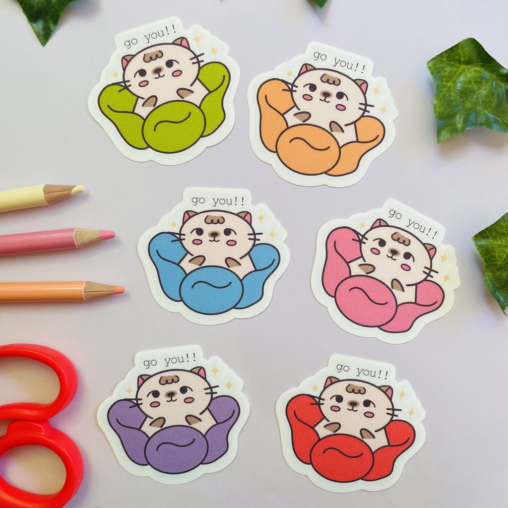 Go You - Cute Motivational Cat Sticker by The Cat Planet - Laptop ...