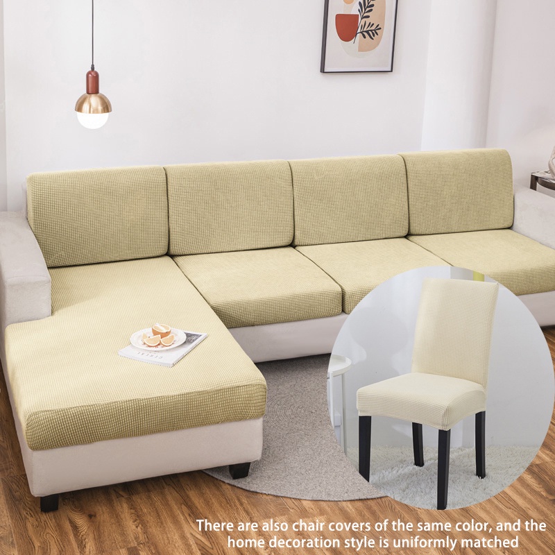 Elastic Stretchable Regular Large Size 1/2/3/4-seater L-shaped Suede Seat Solid Back Sofa Dust ...