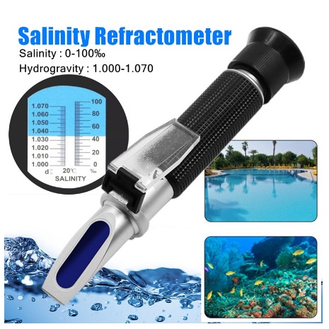 0-100‰ Salinity Refractometer Seawater Salinity Meter ATC Salt Content ...