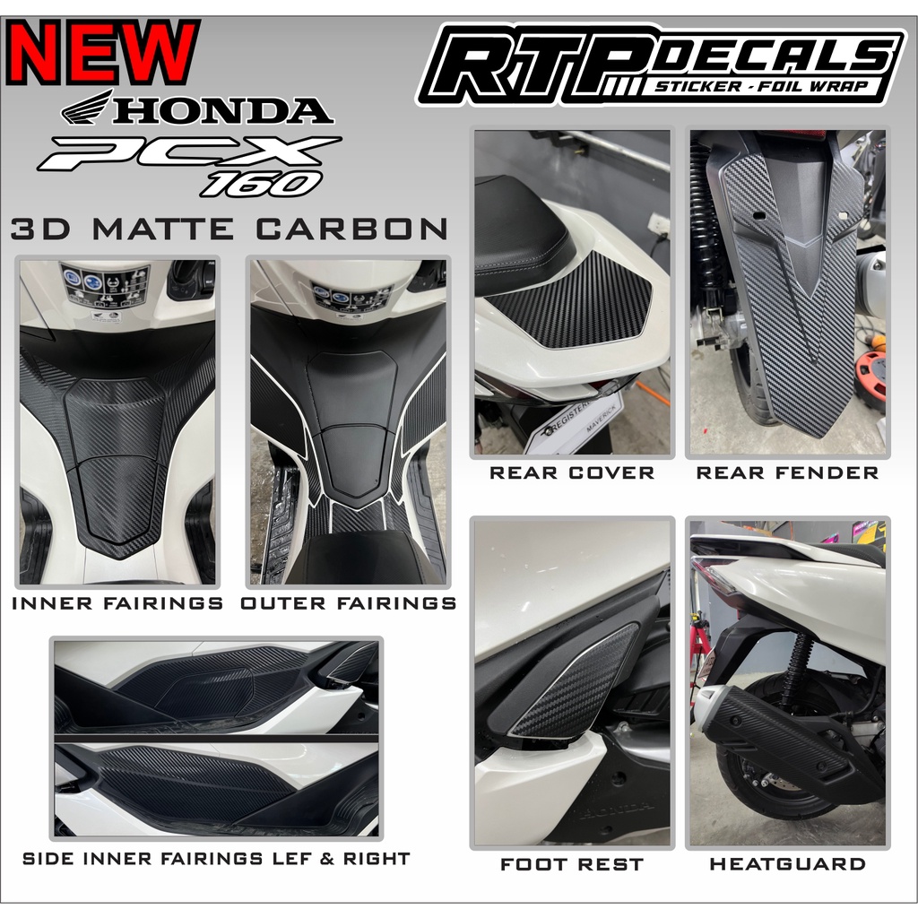 Honda PCX 160 3D Carbon Fiber Accent Decals Sticker | Shopee Philippines