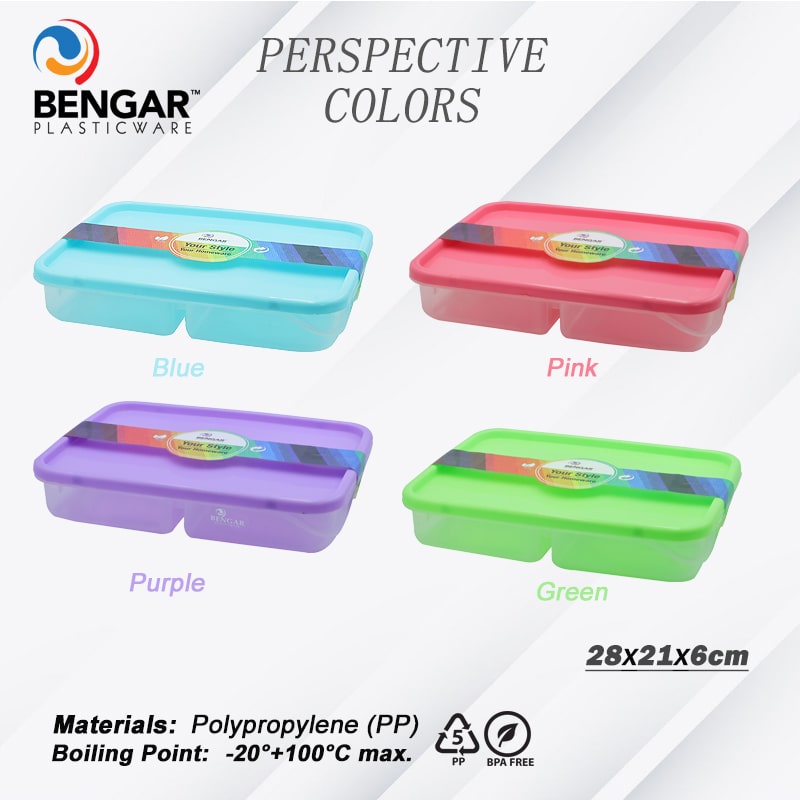 KES 9866 BENGAR rectangular plastic lunch box with 3 big compartment ...