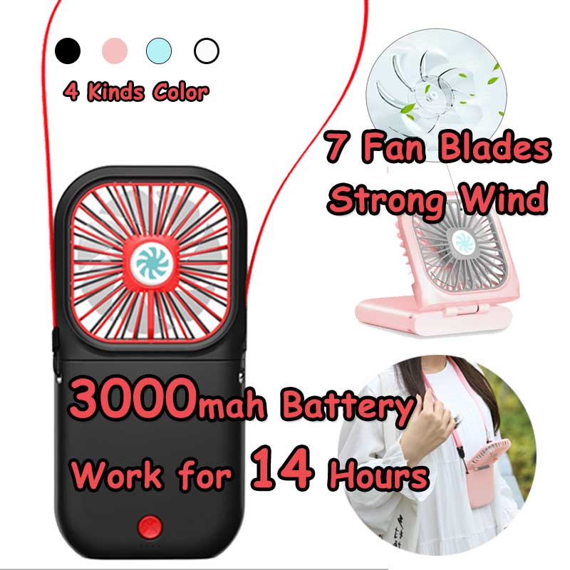 3000Mah Portable Mini Fan USB Rechargeable with Power Bank Handheld Fan ...