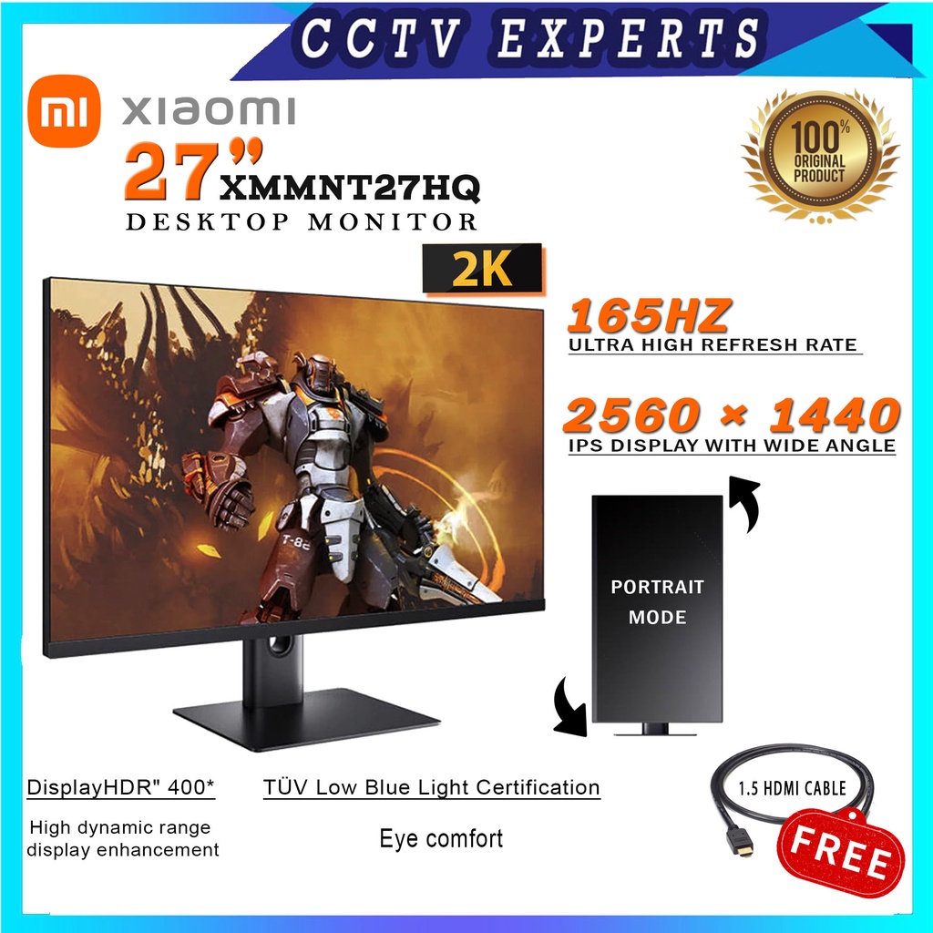 XIAOMI MI 27" 27inch Gaming Desktop Monitor 165Hz 2560 × 1440 2K IPS ...