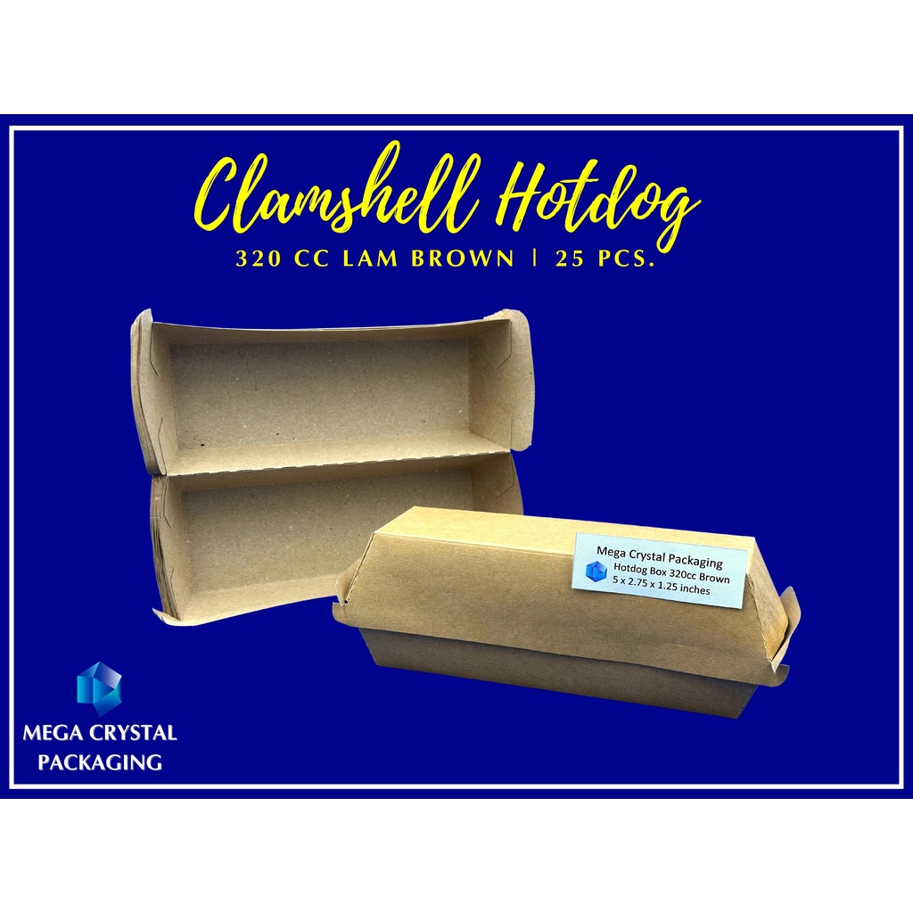 Lunch Box Hotdog Box 350cc Brown Silver / Coated Clamshell / Laminated ...