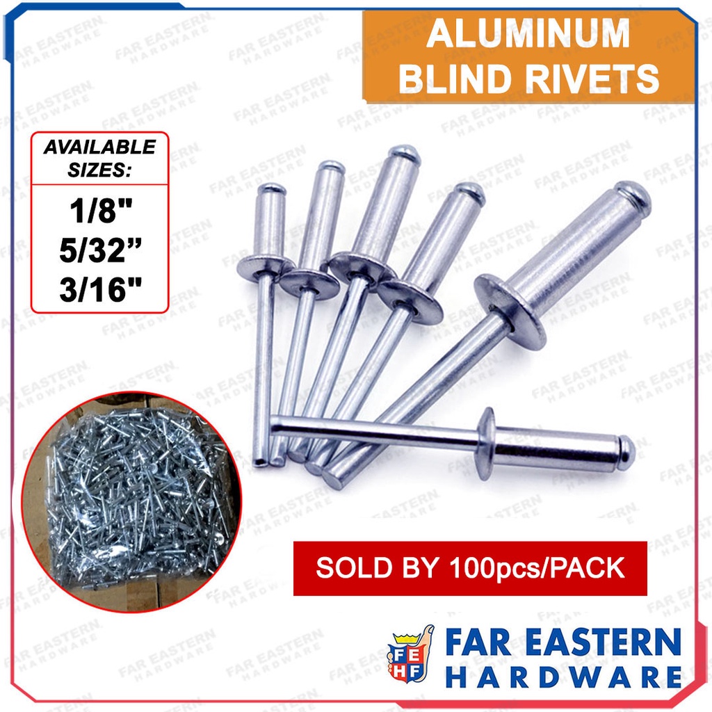 Aluminum Blind Rivets 1/8" | 5/32" | 3/16 SOLD by 100pcs/Pack | Shopee ...