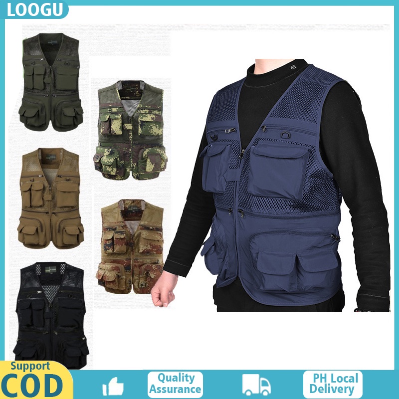 Outdoor Big Size Multi-Pockets Travel Camping Jacket Vest Fishing Vest ...