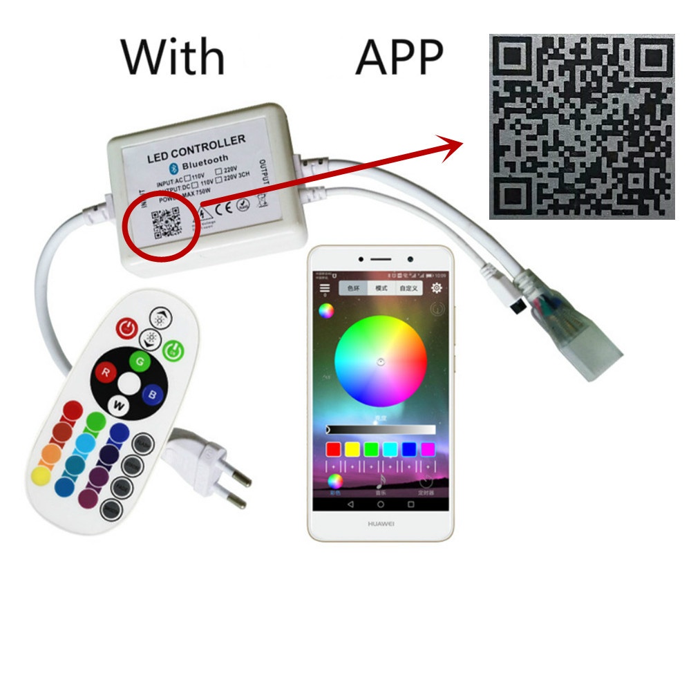 AceDeal 5050 LED Strip Light 220V RGB Remote Control Controller Adapter ...